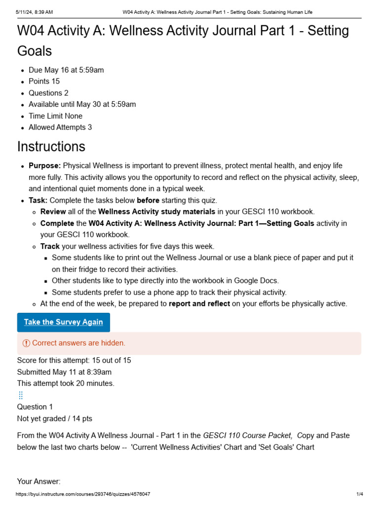 Wellness Activity Journal Goals | PDF | Aerobic Exercise | Goal