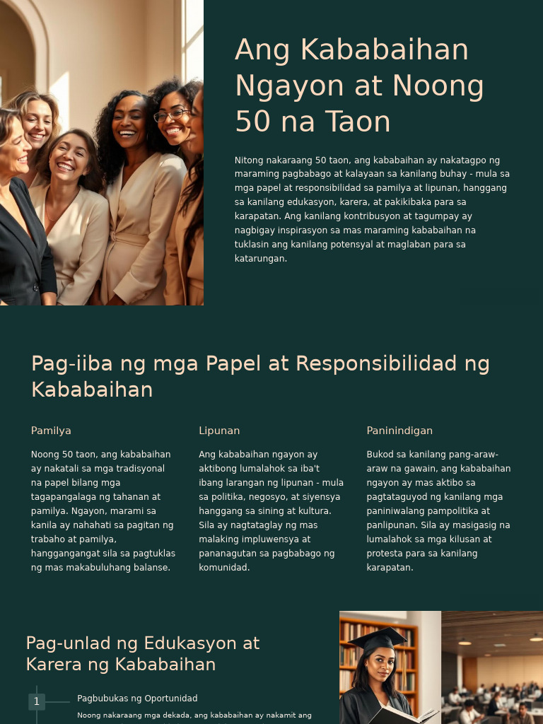 Ang Kababaihan Ngayon at Noong 50 Na Taon | PDF