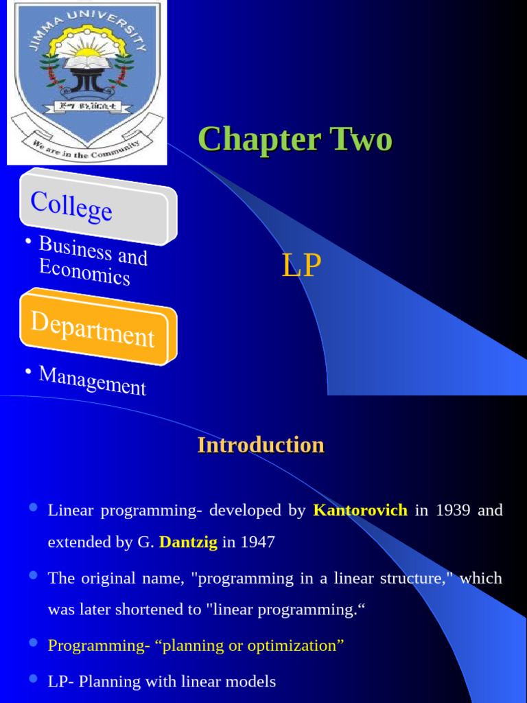 Chapter Two or LPP M Odified RU | PDF | Mathematical Optimization | Linear Programming