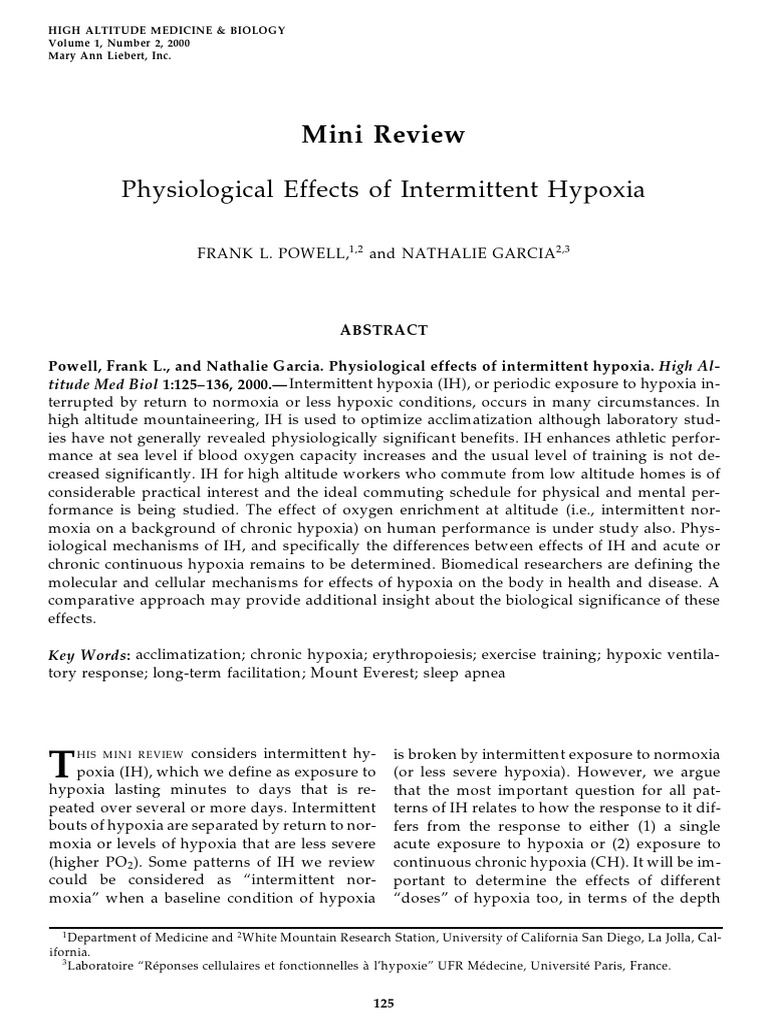Physiological Effects of Intermittent Hypoxia | PDF | Sleep Apnea ...