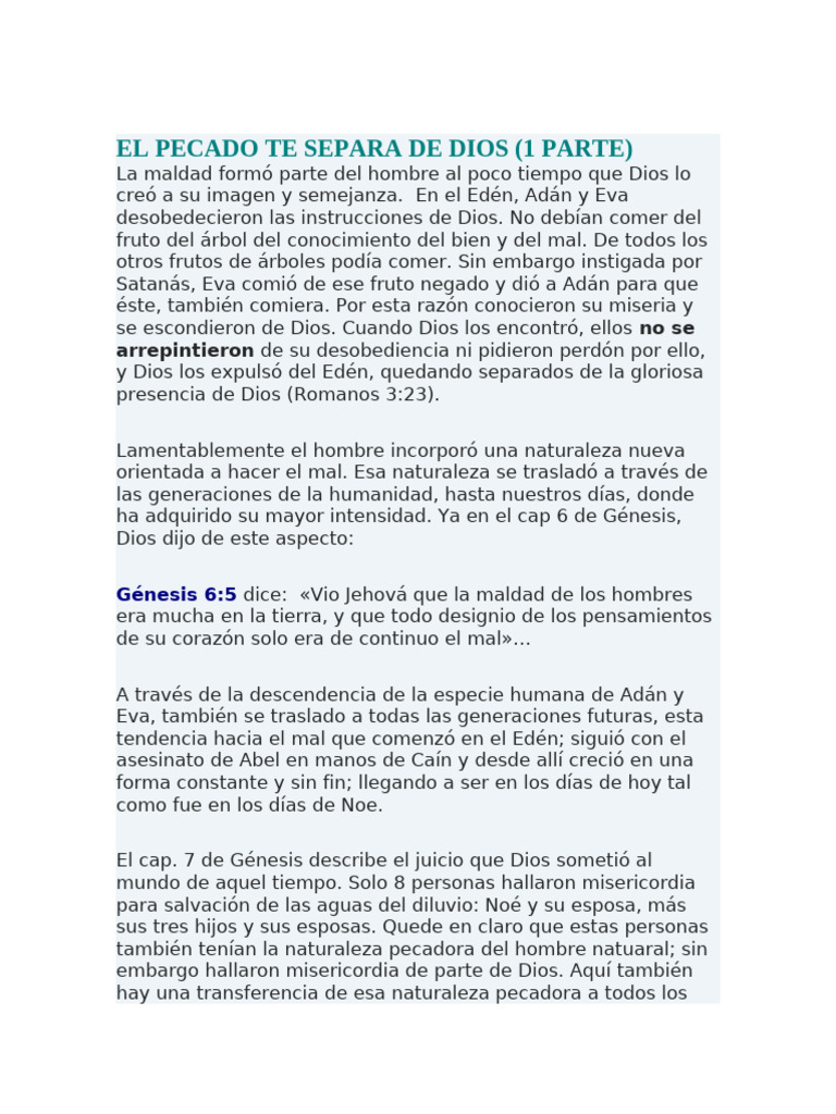 El Pecado Te Separa de Dios | PDF | Cristo (título) | Pecado