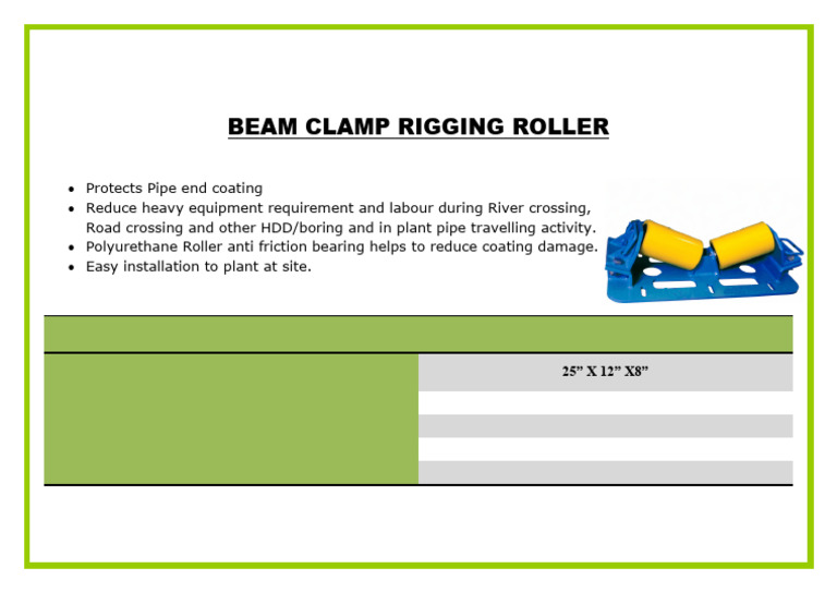 Beam Clamp Rigging Roller - 2 To 24 | PDF | Technology & Engineering