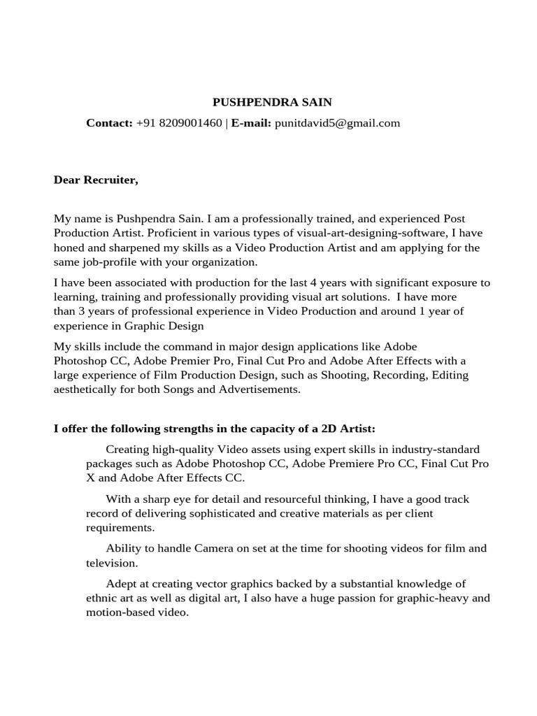 2023 CV Pushpendra | PDF | Editing | Graphic Design