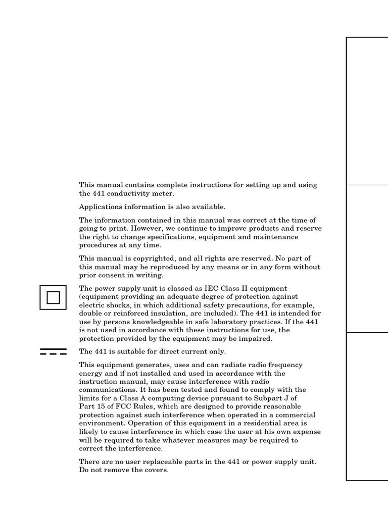 Corning 441 Conductivity Meter Manual | PDF | Electromagnetic Interference | Power Supply