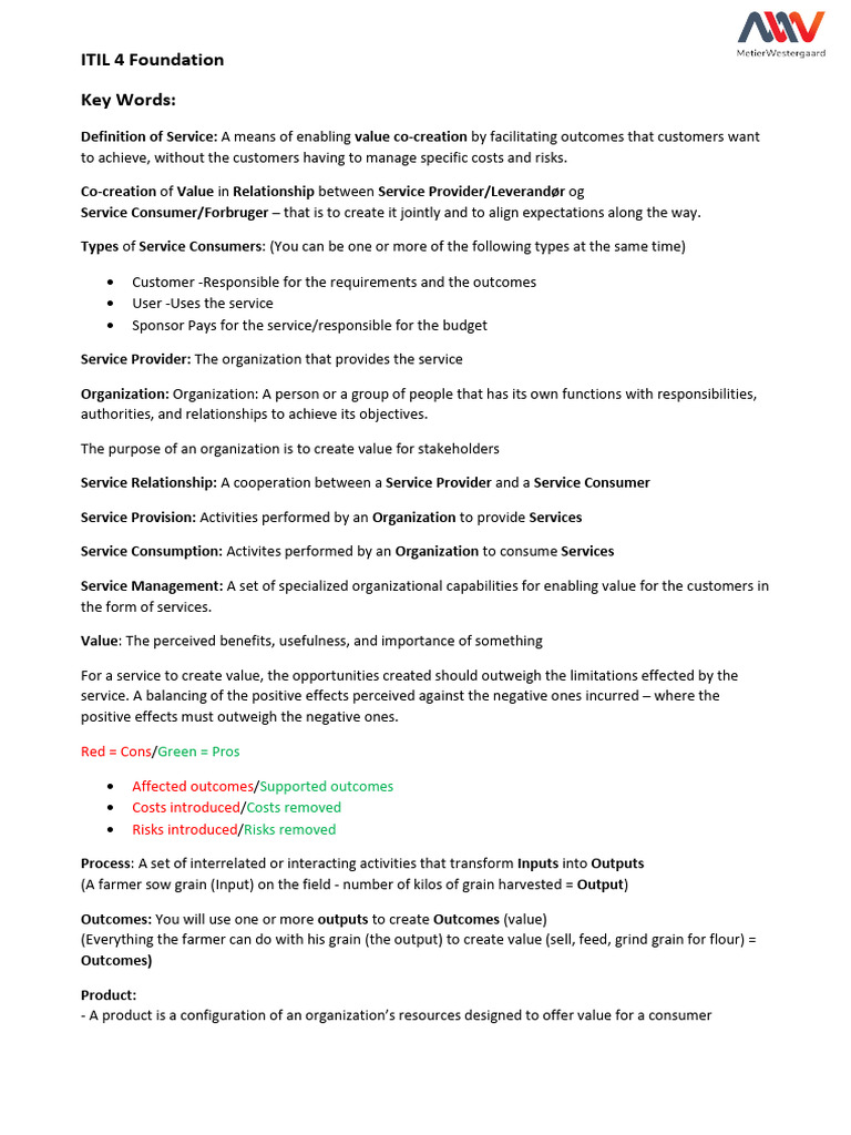 ITIL 4 Key Words EN | PDF | Goods | Supply Chain