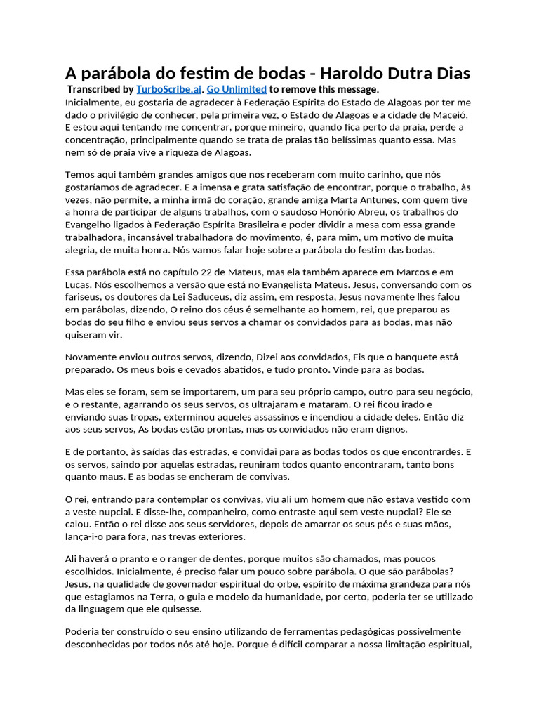 A Parábola Do Festim de Bodas - Haroldo Dutra Dias | PDF | Jesus | São Pedro