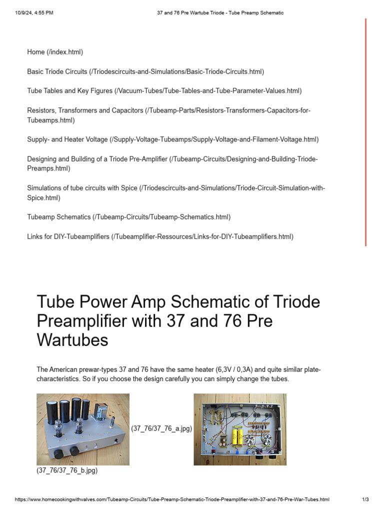 37 and 76 Tube Preamp Schematic | PDF | Vacuum Tube | Electronic Circuits