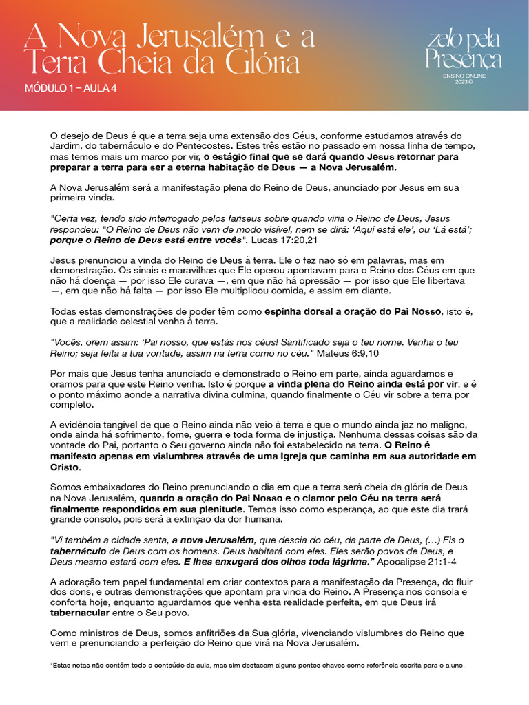 A Chegada do Reino de Deus e a Nova Jerusalém | PDF | O Reino de Deus | Jesus