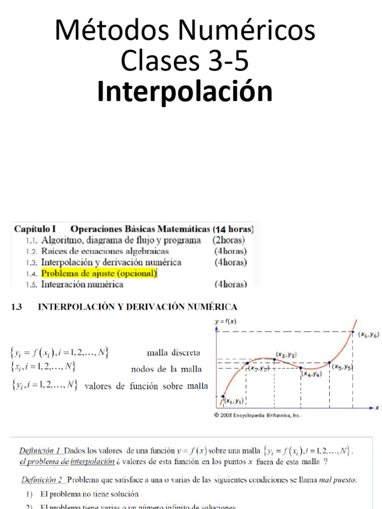 Métodos Numéricos Clases 3-5: Interpolación | PDF | Matemáticas De La Computación | Álgebra