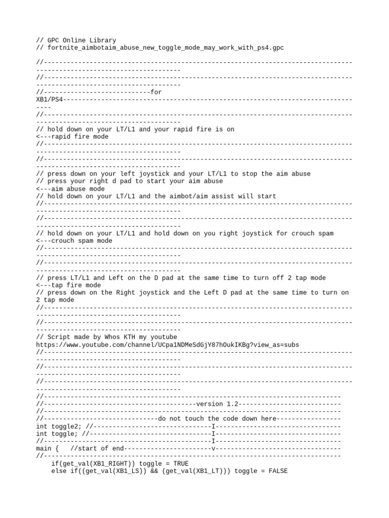 Fortnite PS4/XB1 Aimbot Script | PDF