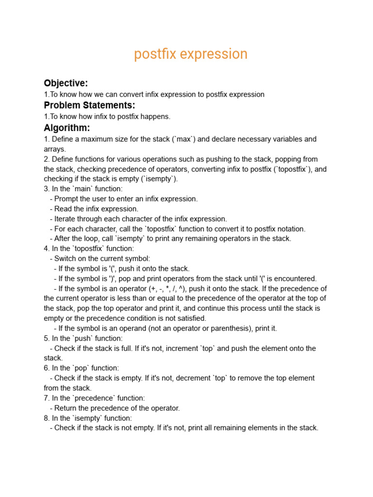 Prefix and Postfix Code (AP23110010122) D.Sooraj Krishna | PDF ...