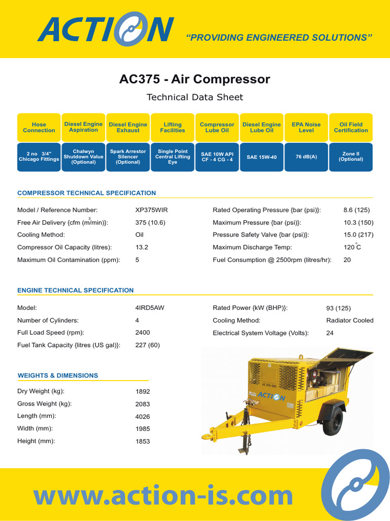 AC375 - Air Compressor | PDF | Diesel Engine | Horsepower