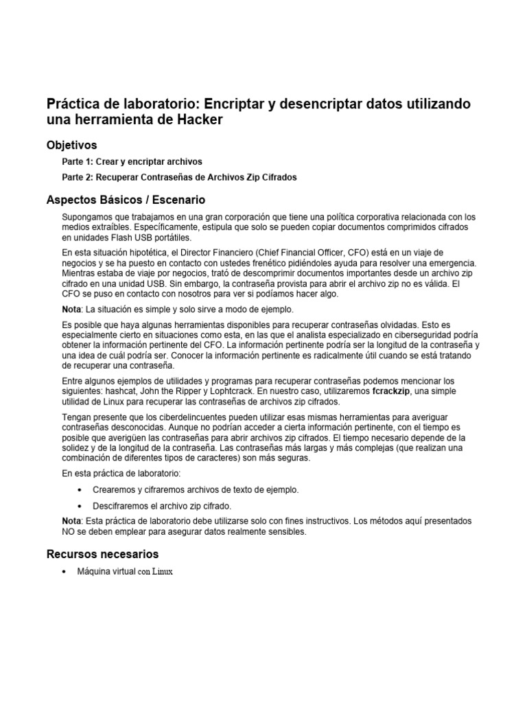 Lab Encrypting And Decrypting Data Using A Hacker Tool Pdf Contraseña Archivo De Computadora
