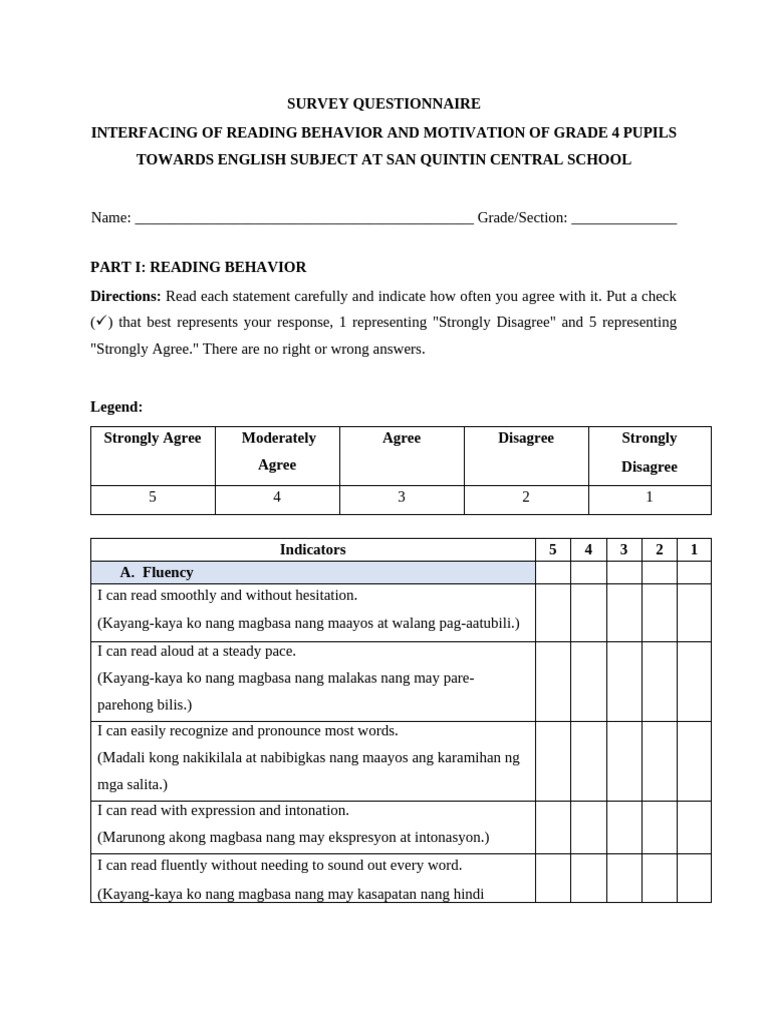 Research Paper Survey Questionnaire | PDF