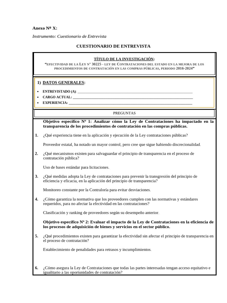 Cuestionario de Entrevista 8 | PDF | Cuestionario