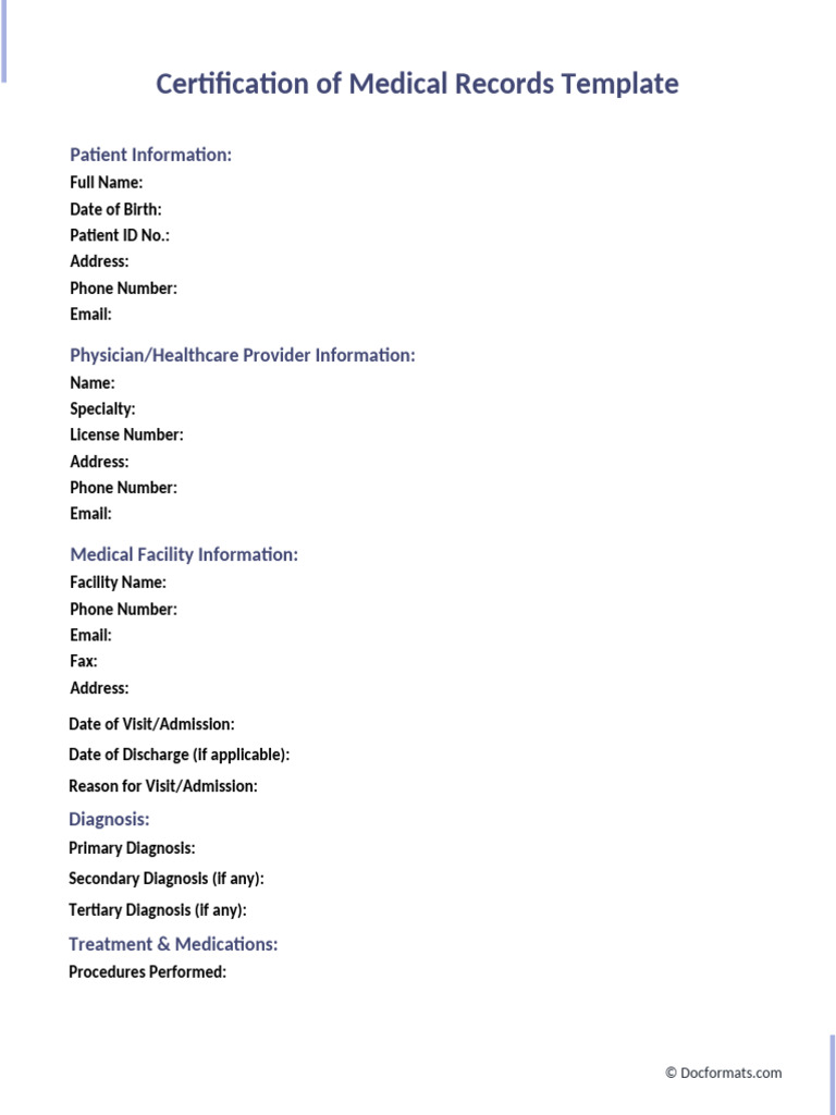 Medical Records Certification Template | PDF | Myocardial Infarction ...