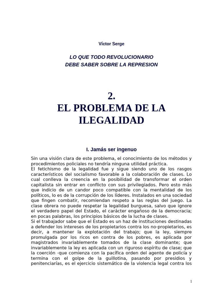 Víctor Serge Lo Que Todo Revolucionario Debe Saber Cap II | PDF ...