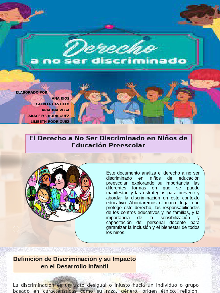 Derecho A No Ser Discriminado ? | PDF | Discriminación | Educación de ...