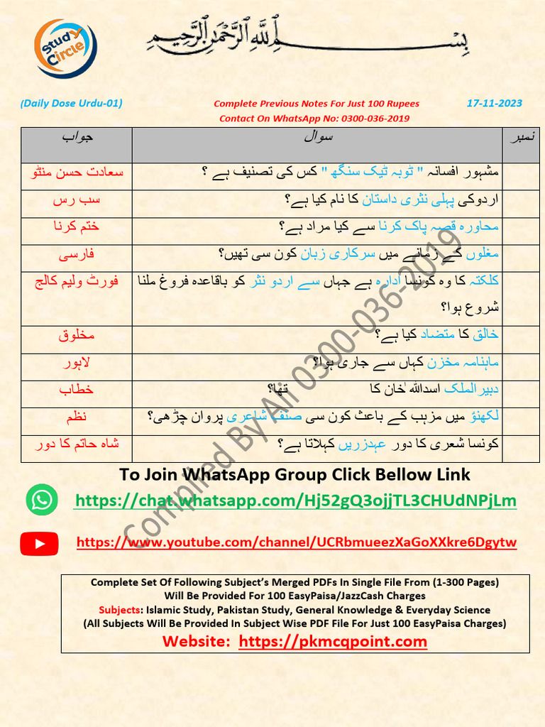 Daily Dose Urdu 01 | PDF
