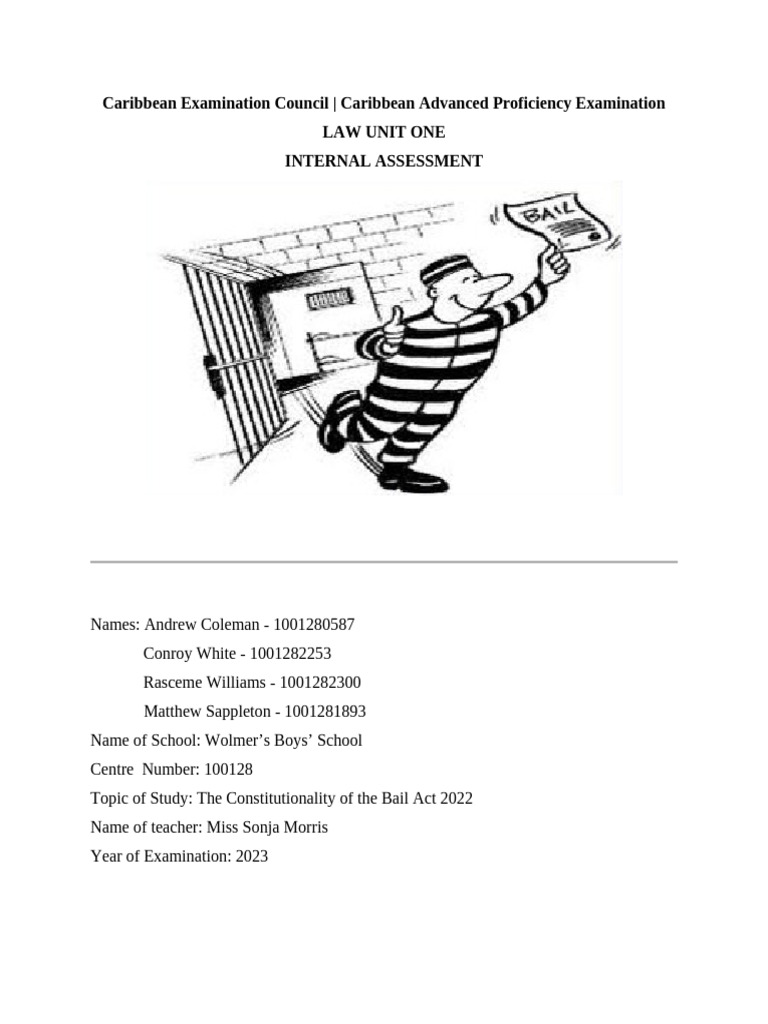 Andrew Law CAPE Internal Assessment | PDF | Bail | Separation Of Powers