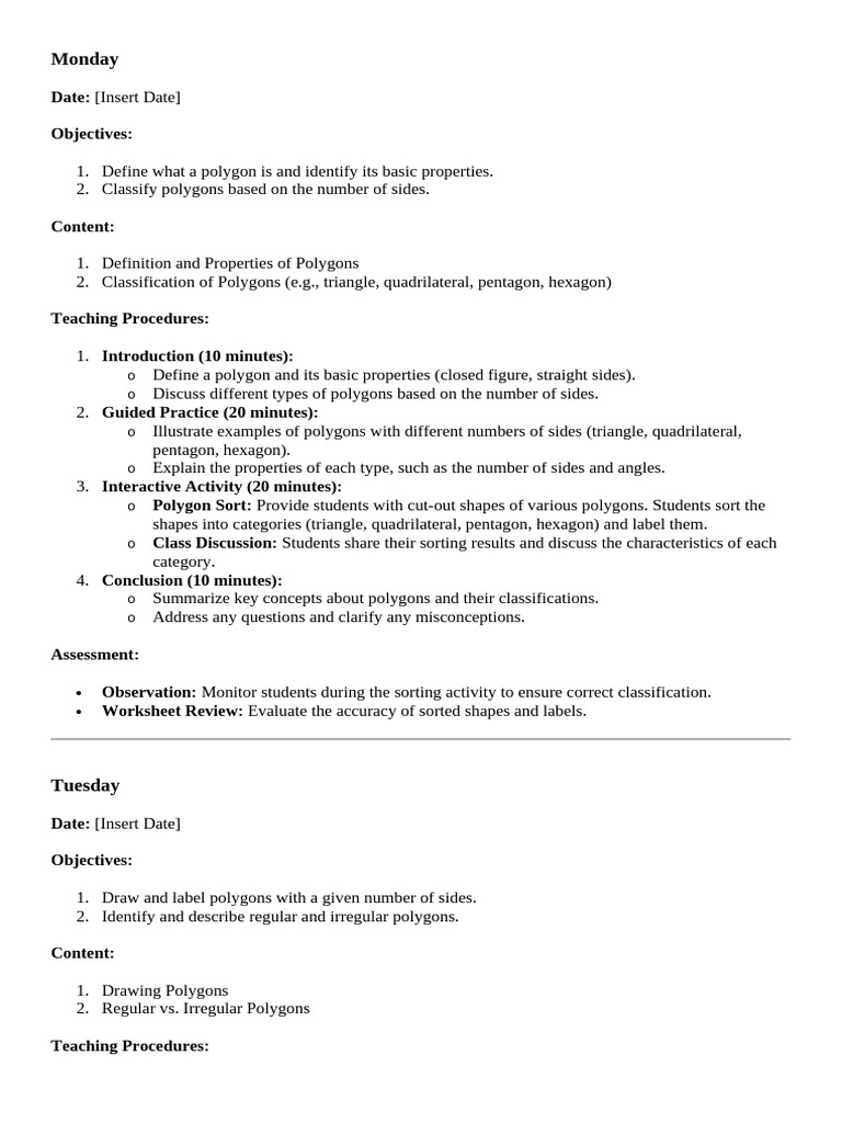 Weekly DLL Guide For Polygon and Its Properties | PDF | Polygon | Shape