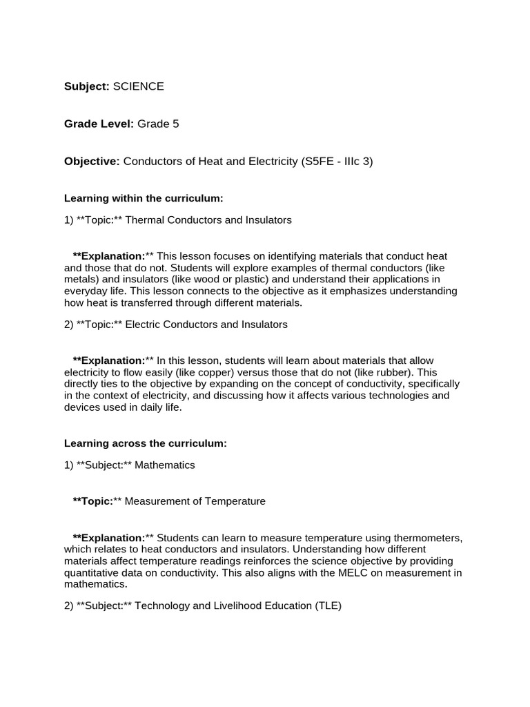 lesson_plan (1) | PDF | Electrical Conductor | Insulator (Electricity)