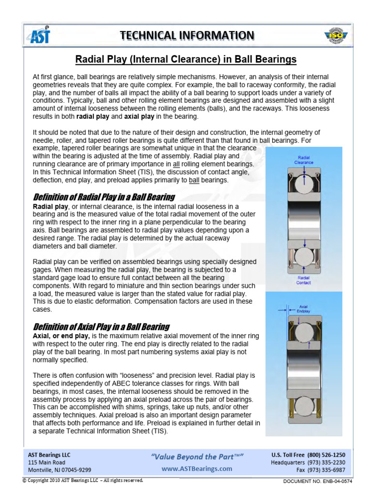 Radial Play in bearings | PDF | Bearing (Mechanical) | Mechanical ...