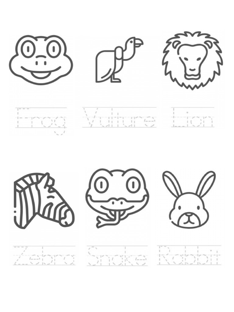 Animal Tracing and Coloring | PDF