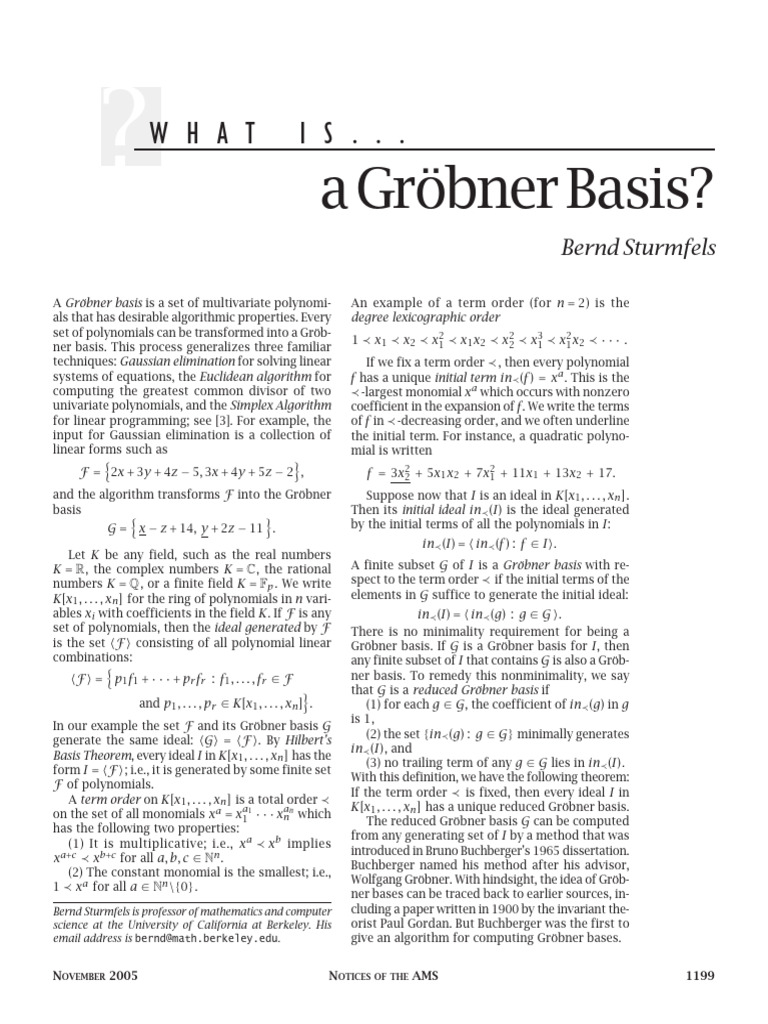 What-Is A Grobner Basis | PDF | Mathematical Logic | Mathematical Analysis