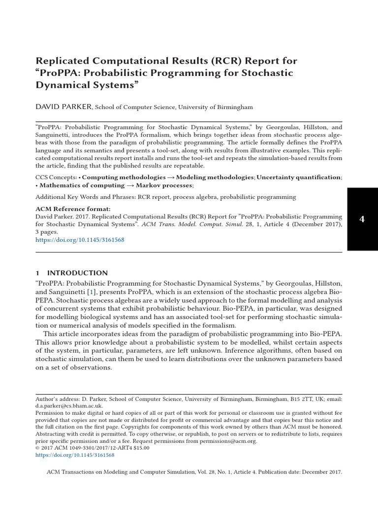 Replicated Computational Results ProPPA | PDF | Stochastic | Simulation
