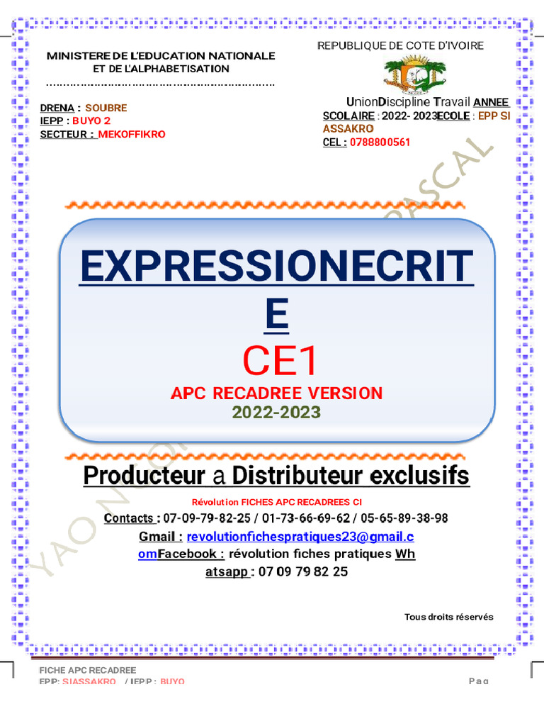 Expression Ecrite Ce1 - Copie - Phoenix | PDF
