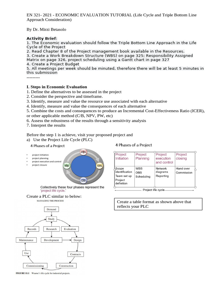 Economic Evaluation Tutorial | PDF | Project Management | Life Cycle ...