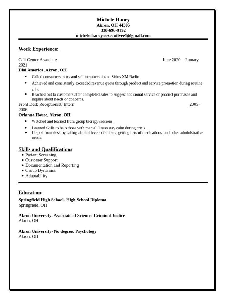 Michele Haney Resume | PDF