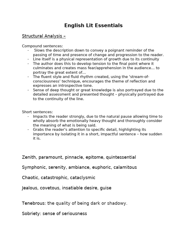 English Lit essentials | PDF