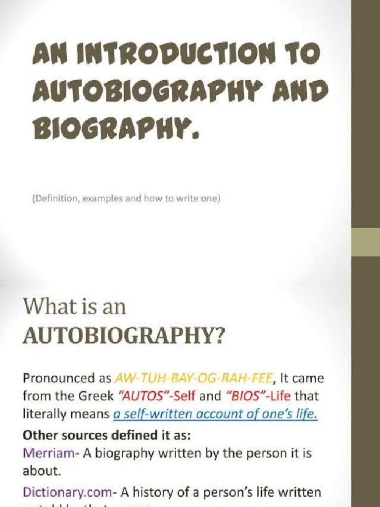 Biography and Autobiography | PDF