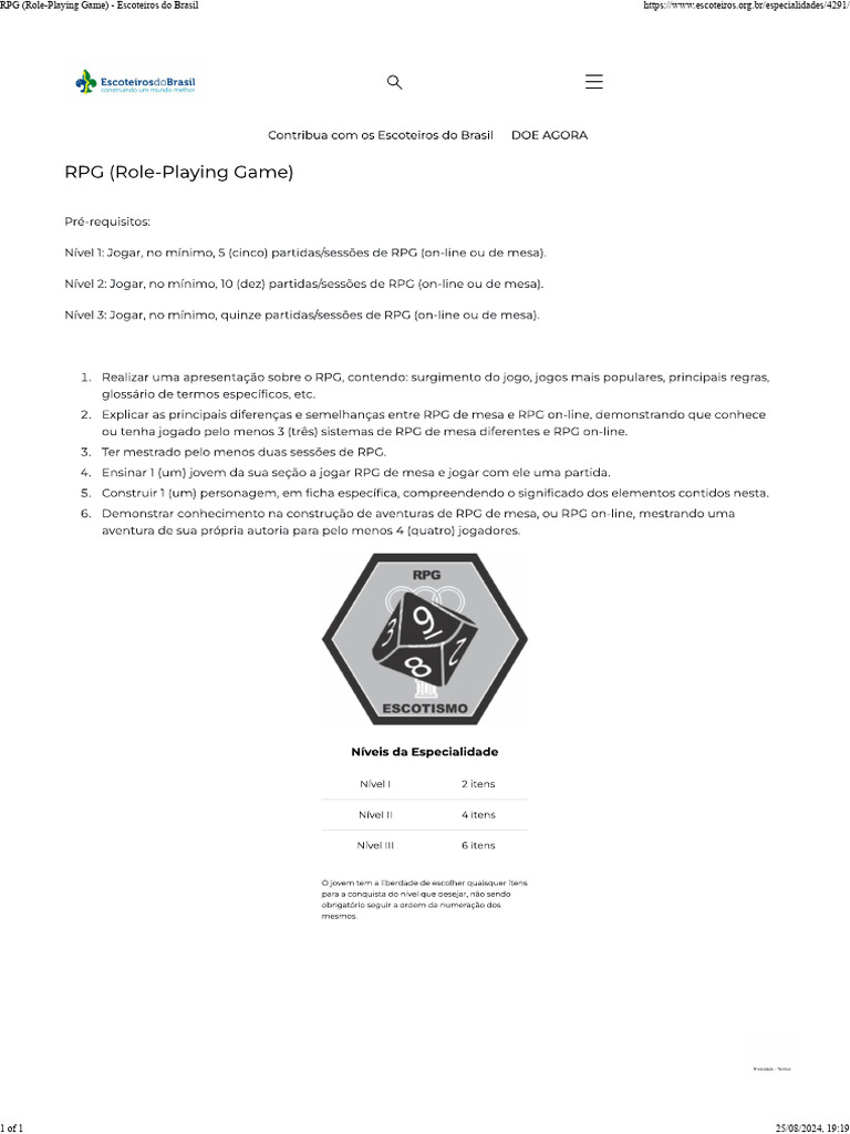 RPG para Escoteiros do Brasil | PDF | Jogos e Atividades