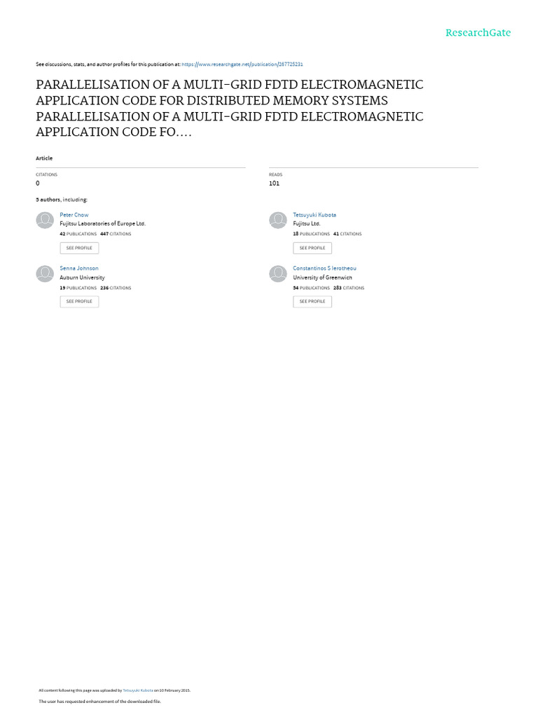 Parallelisation of A Multi-Grid FDTD Electromagnet | PDF | Parallel Computing | Computational ...
