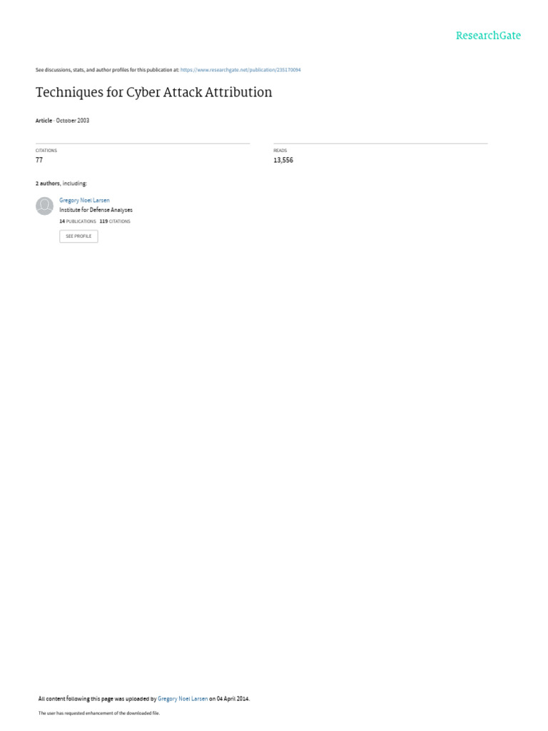 Techniques For Cyber Attack Attribution | PDF | Computer Network ...