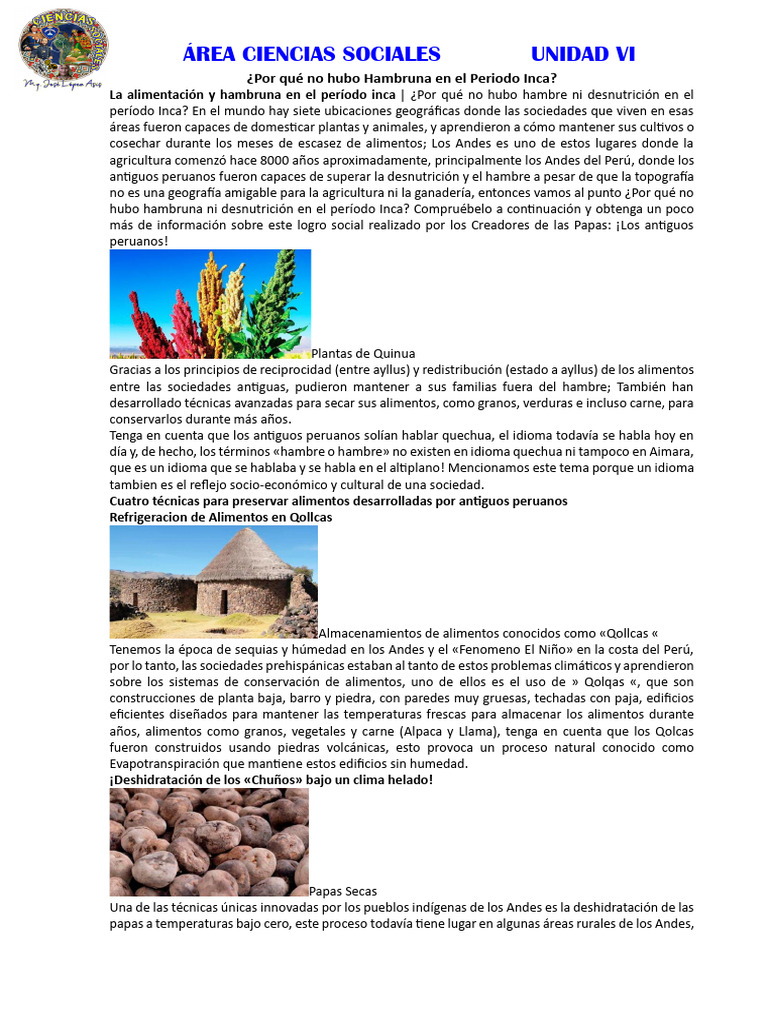 Por Qué No Hubo Hambruna en El Periodo Inca Anexo 2 | PDF | Quinua ...