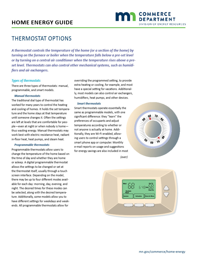 Thermostat Options | PDF | Thermostat | Building Technology