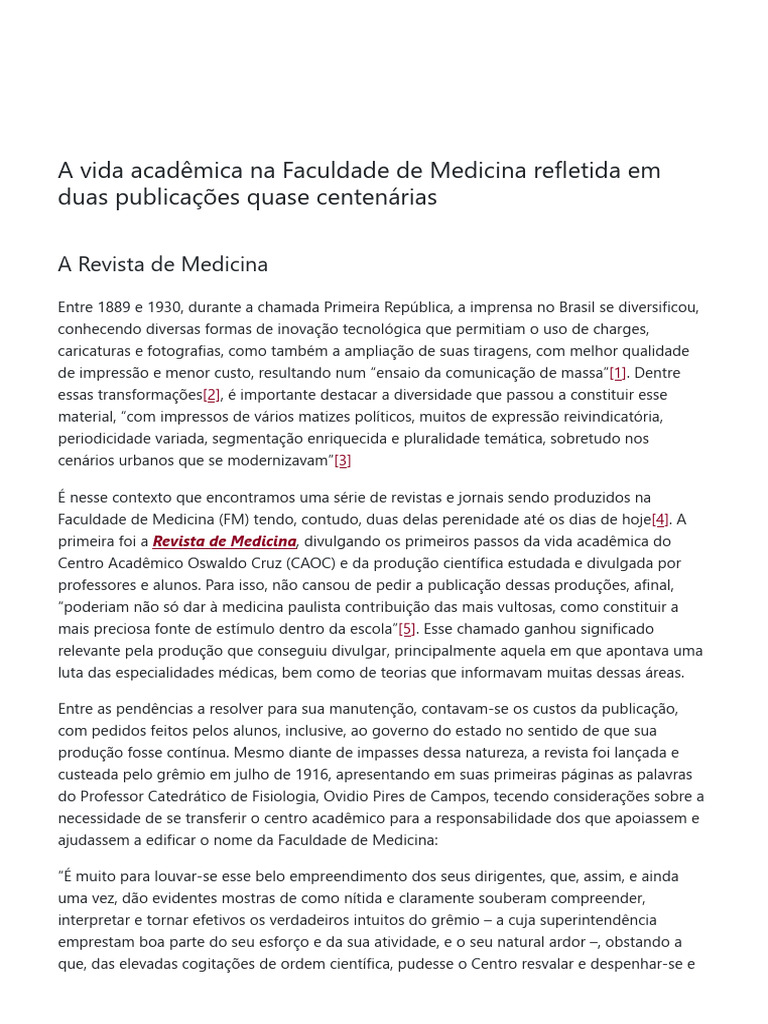 Um Século Da Faculdade de Medicina USP - BORE | PDF | Remédio | Hospital