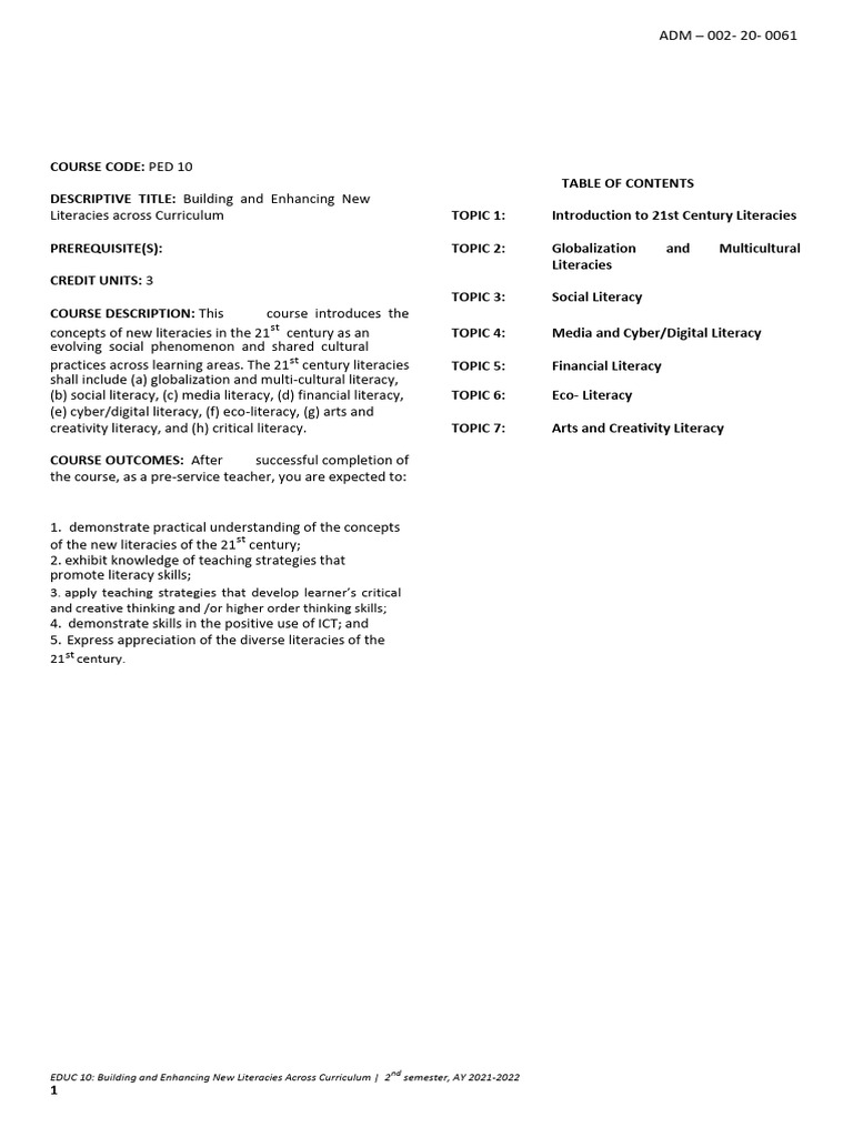 Ped10 Handouts | PDF | Literacy | Teachers