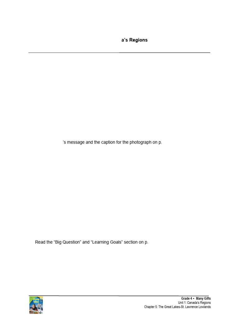 Chapter 5 The Great Lakes-St. Lawrence Lowlands (Gr. 4) | PDF ...