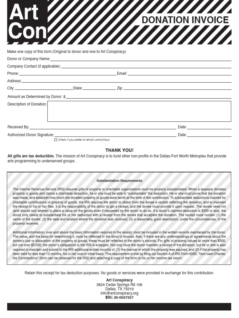 Charity Donation Invoice | PDF | Donation | United States Law