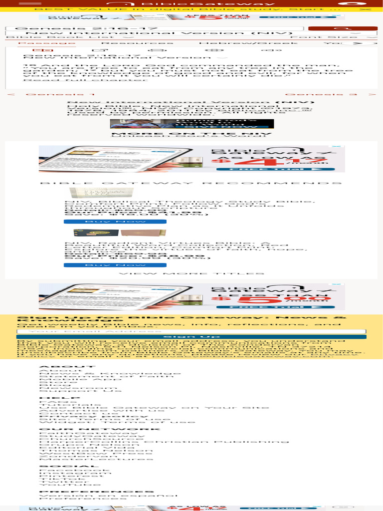 Genesis 216-17 NIV - and The LORD God Commanded The Man, - Bible ...