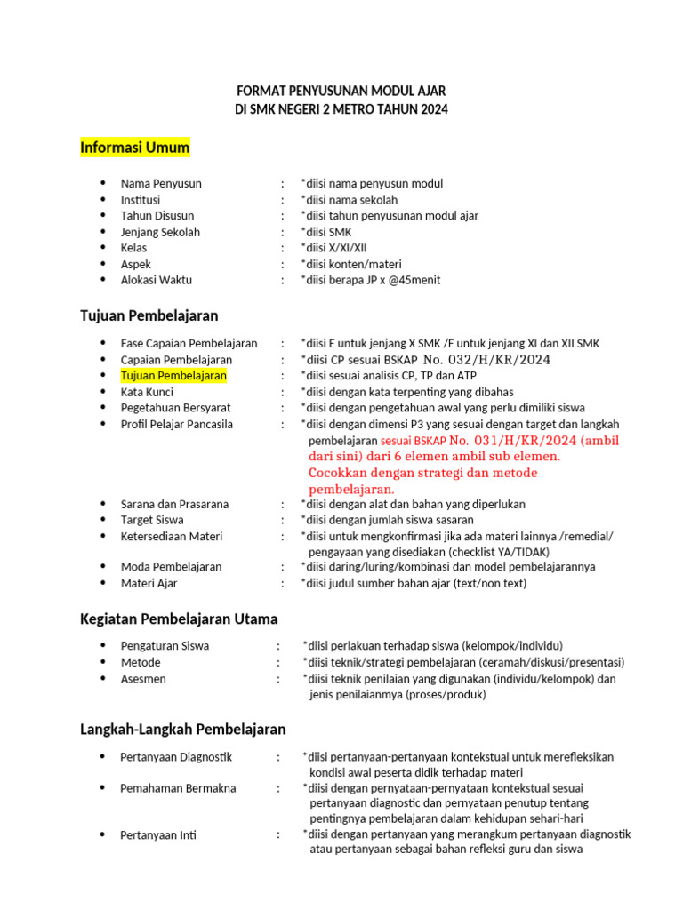 Format Modul Ajar | PDF