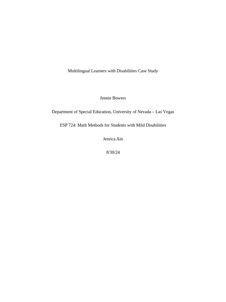 Multilingual Learners With Disabilities Case Study | PDF