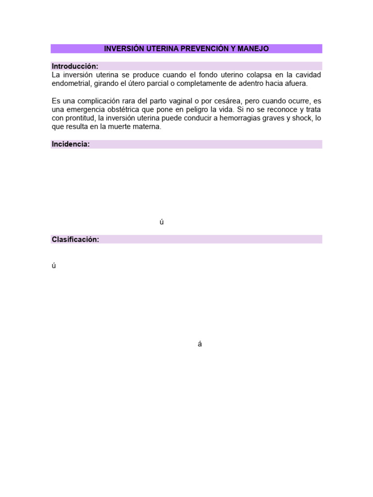 Manejo de la Inversión Uterina | PDF | Parto | Útero