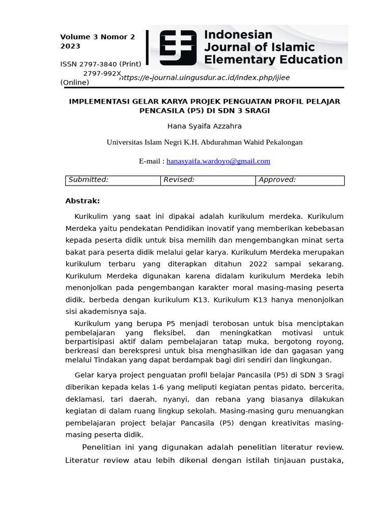 Implementasi Gelar Karya P5 Di SDN 3 Sragi - Hanasyaifaazzahra | PDF