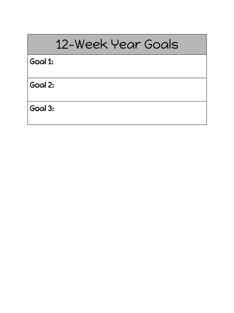 12-Week Year Goals - Template | PDF